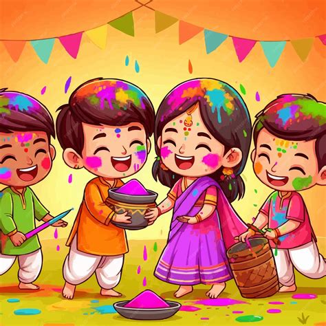 Premium Vector Vector Cartoon Colorful Happy Holi Festival Background Design