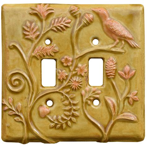 Double Toggle Ceramic Light Switch Cover Handmade Unique Decorative