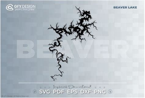 Beaver Lake Svg Digital File Set Arkansas Ar Vector Outline Map Shape