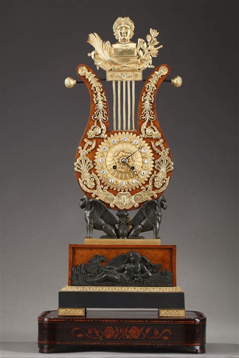 Large Burr Elm And Ormolu Lyre Clock Clock Antique Clock Antique Clocks