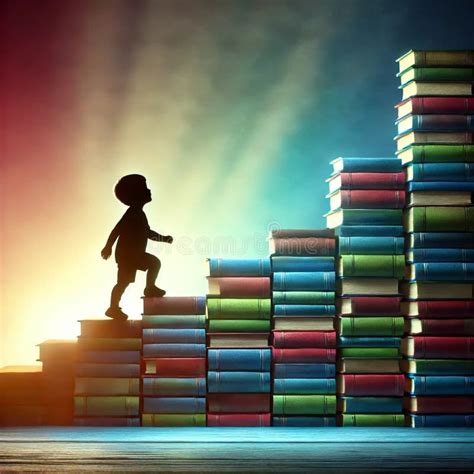 An Illustration Of A Young Boy Stepping Out Of A Book Stock
