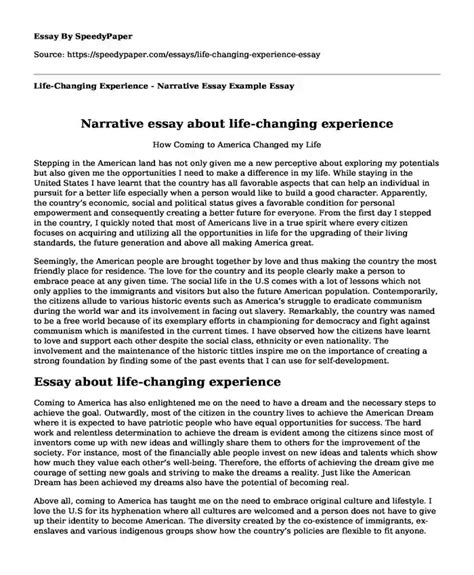 Narrative Essay Examples