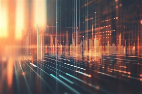 Abstract Infographic Lines And Bar Graphs Float Over A Clean Tech Background With Soft