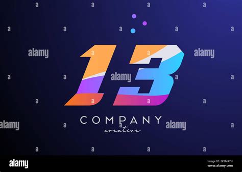 Colored Number 13 Logo Icon With Dots Yellow Blue Pink Template Design