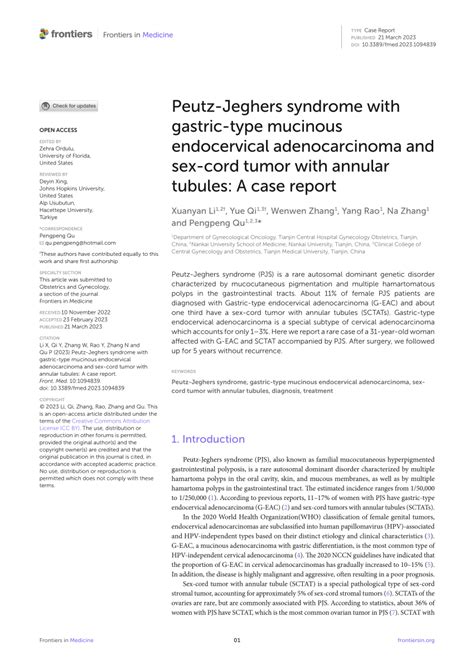 Pdf Peutz Jeghers Syndrome With Gastric Type Mucinous Endocervical