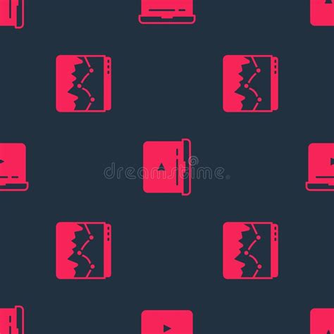 Set Music Wave Equalizer And Online Play Video On Seamless Pattern Vector Stock Illustration