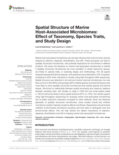 Pdf Spatial Structure Of Marine Host Associated Microbiomes Effect