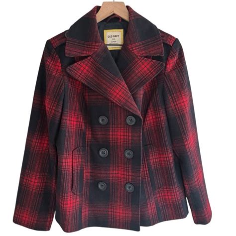 Old Navy Jackets And Coats Old Navy Plaid Pea Coat Womens Size Large