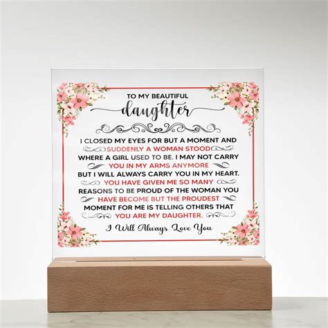 To My Beautiful Daughter Acrylic Square Deal Saver Pros