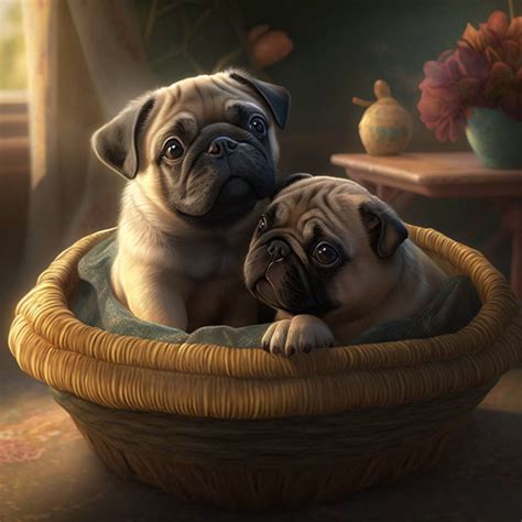 Two Pugs In Their Bed By Check Out On Deviantart