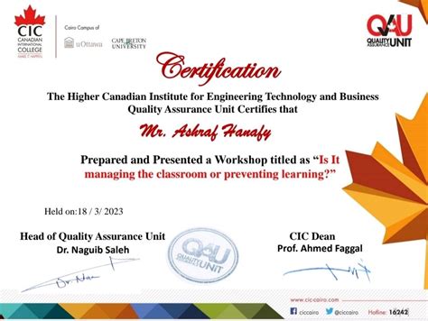 Ashraf Hanafi On Linkedin Quality Insurance Unit At Cic Thanks