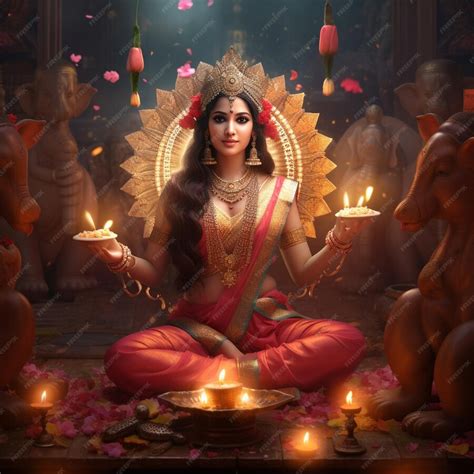 Premium Ai Image Goddess Lakshmi Maa Lakshmi Devi Lakshmi Ai Images Maa Lakshmi Real Images