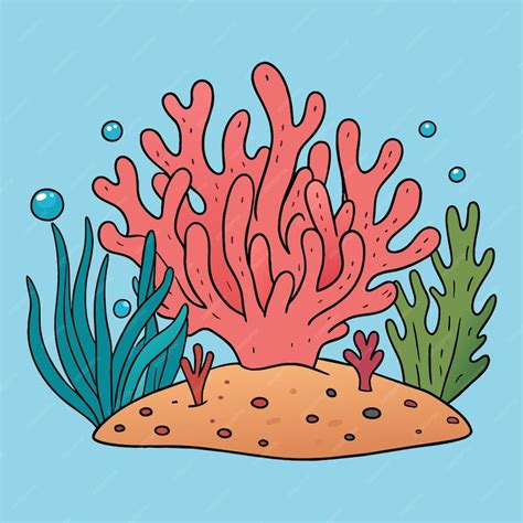 Premium Vector A Cartoon Drawing Of A Coral With A Red Coral And The