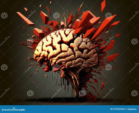 Human Brain Exploding On A Solid Background Mind Blown Concept Stock