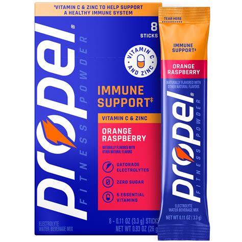 Propel Immune Support Zero Sugar Orange Raspberry On The Go Packs