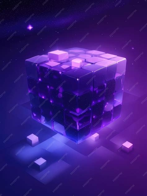 Premium Ai Image Purple Tiny Cubes Abstract Background