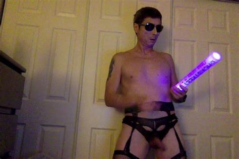 Sexy Logan Runner Male Stripper Dances With Glowlight Stick Gay Twink