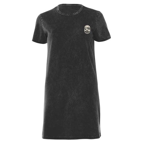 Jurassic World T Rex Encounter Womens T Shirt Dress Black Acid Wash