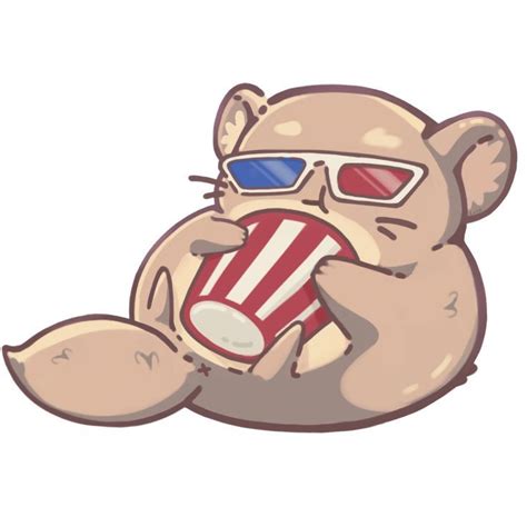 Popcorn Eating Chibi Chinchilla Emoji Sticker Simple Cute Kawaii