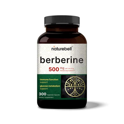 Berberine Supplement 500mg 300 Veggie Capsules Naturebell