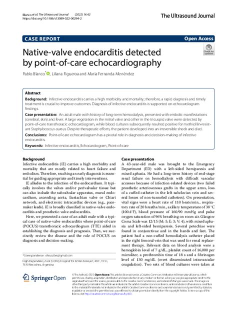 Pdf Native Valve Endocarditis Detected By Point Of Care Echocardiography