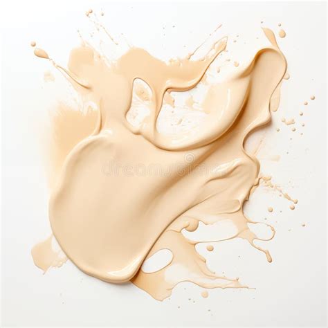 Beige Foundation Makeup Splash Spread Across A White Background Stock