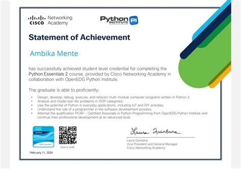 Menthe Ambika On Linkedin Ciscocertification Cisco Python Cisconetworkingacademy Pythoncourse