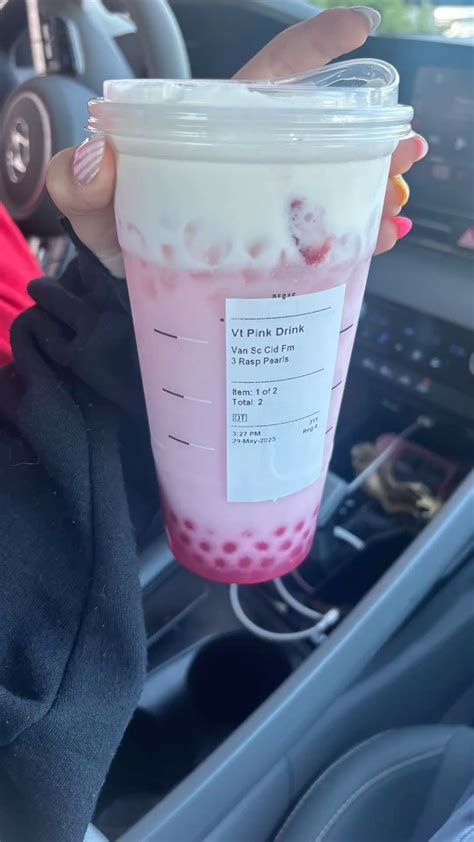 Starbucks Pink Drink Raspberry Pearls And Sweet Cream Cold Foam Venti