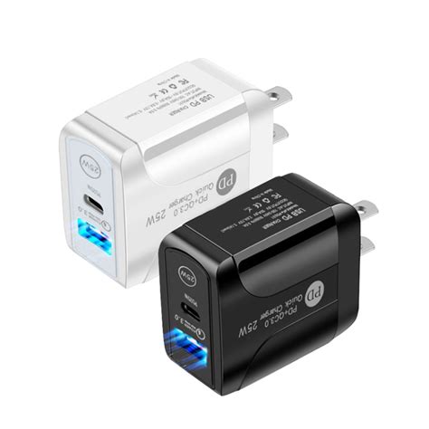 Pd25w Usb C Type C Qc30 Usb 듀얼 포트 Usb Tot C 데이터 케이블 미국 플러그 흰색에 빠른 충전기
