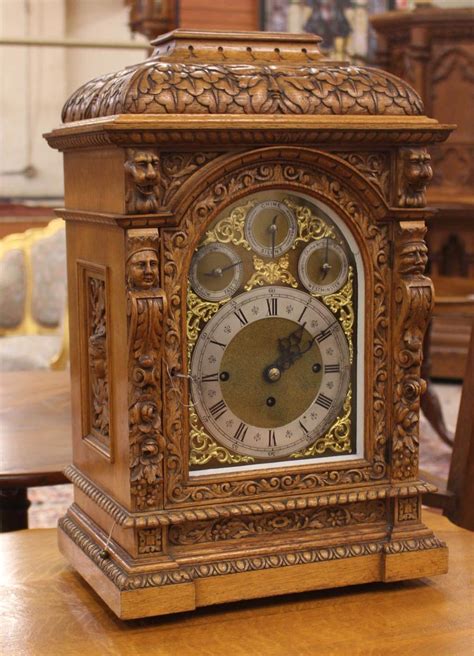 Lot Carved Oak Cased Bracket Clock