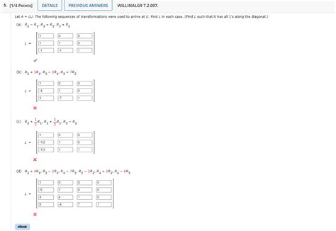 Solved tA=LU. The following sequences of transformations | Chegg.com