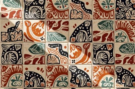 Colorful Geometric Ceramic Tiles With Floral And Abstract Patterns Stock Image Image Of