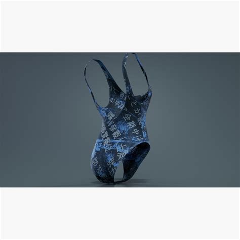 Sports Swimsuit With Japanese Text Pattern 3d Model Download