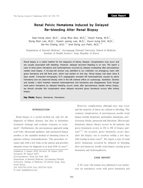 Renal Pelvic Hematoma Induced By Delayed Re Bleeding After Renal Biopsy