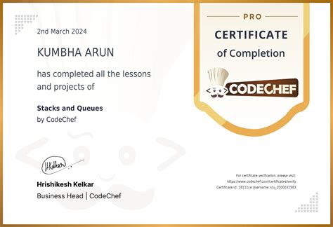 User Certificate Codechef