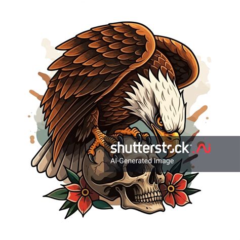 American Eagle Crushing Skull Claws Traditional Ai Generated Image