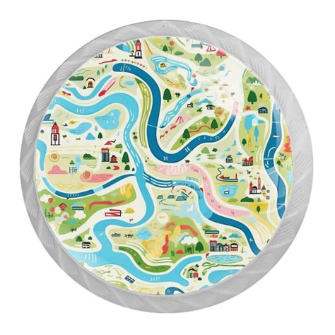 4 Pack Pattern Cabinet Knobs Maps Comics Cabinet Pull Handle Kitchen Door Knobs Dresser Knobs