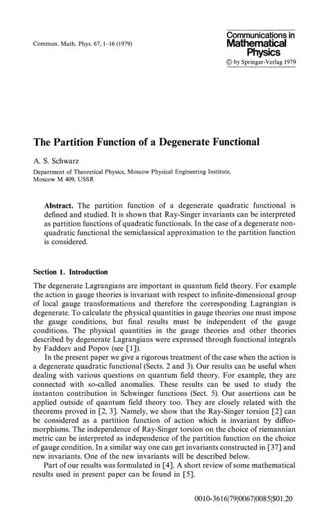 pdf the partition function of a degenerate functional