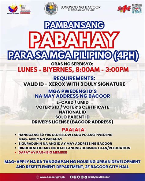 Pambansang Pabahay Para Sa Pilipino Housing 4ph Program Bacoor Government Center