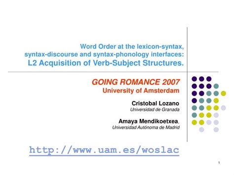 Ppt Word Order At The Lexicon Syntax Syntax Discourse And Syntax