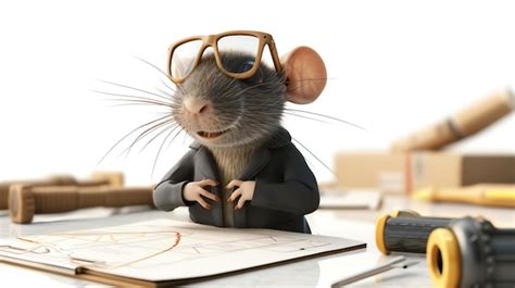 Premium Photo A Closeup Of A Rat Wearing Hornrimmed Glasses And A