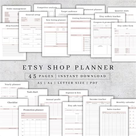 Etsy Shop Planner Printable Etsy Business Plan Etsy Seller Planner