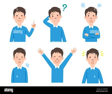 Six Expression Patterns Of A Man Stock Photo Alamy