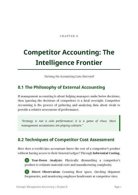 Chapter 8 Competitor Accounting Insights For Strategic Management
