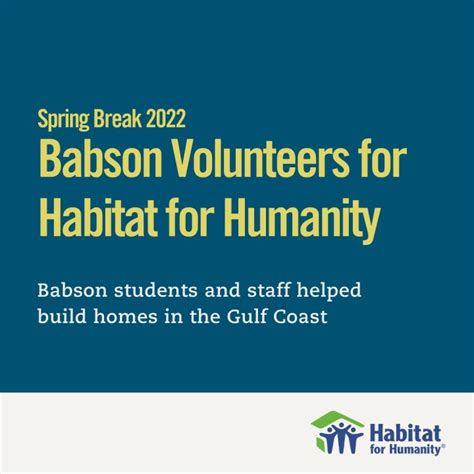 Institute For Social Innovation On Linkedin Babson Spring Break 2022 With Habitat For Humanity