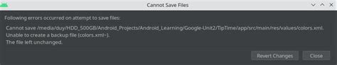Android Studio Unable To Save My File Unable To Create A Backup File