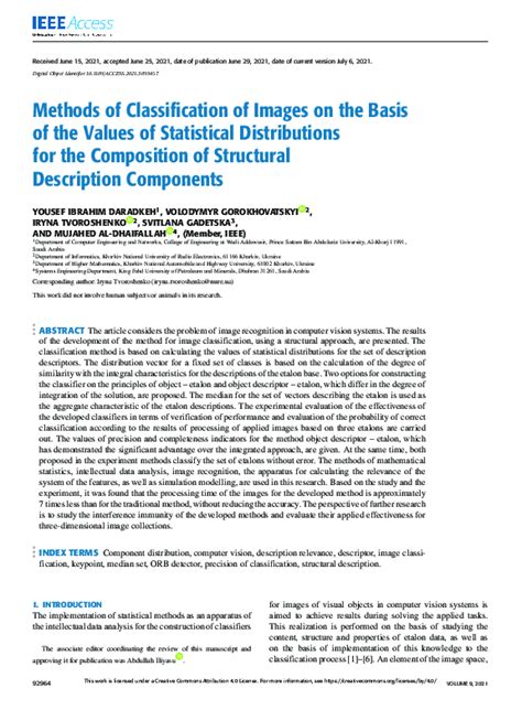 Pdf Methods Of Classification Of Images On The Basis Of The Values Of