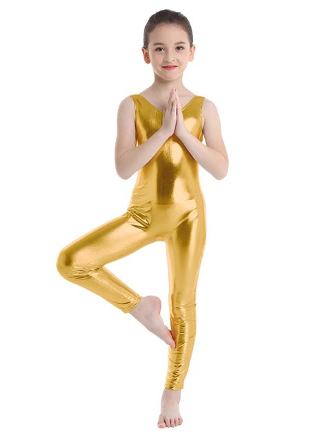 Iefiel Girls Metallic Ballet Dance Unitard Gymnastics Performance