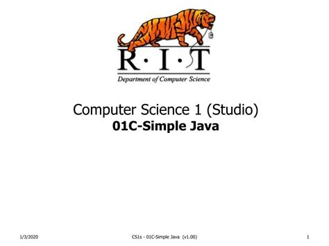 Ppt Computer Science 1 Studio 01c Simple Java Powerpoint