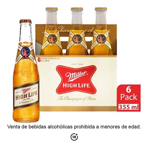 Cerveza Miller High Life 6 Pack 355 Ml Cu Walmart En Línea